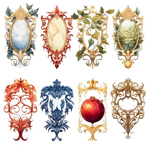 A Close Up Of A Bunch Of Ornate Frames With Flowers Generative Ai