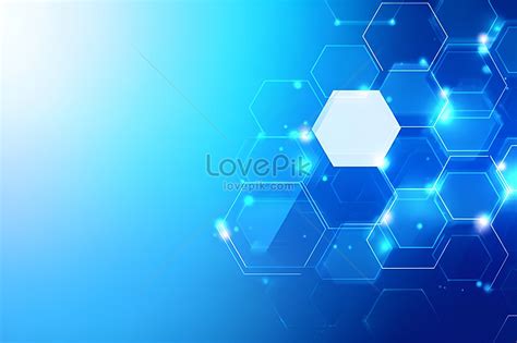 블루 그라디언트 배경 육각형 패턴
