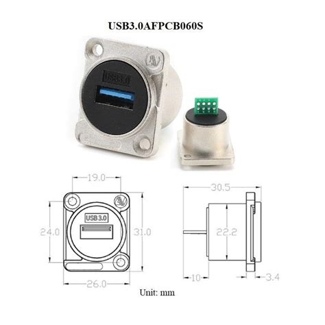 锌合金矩形d Type面板螺丝安装usb3 0 A B Usb C Type C接头插座模块 Usb3 0 Usb C 慧联 中国
