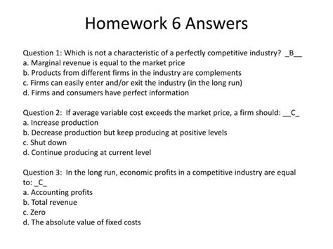 ppt homework 6 answers powerpoint presentation free download id