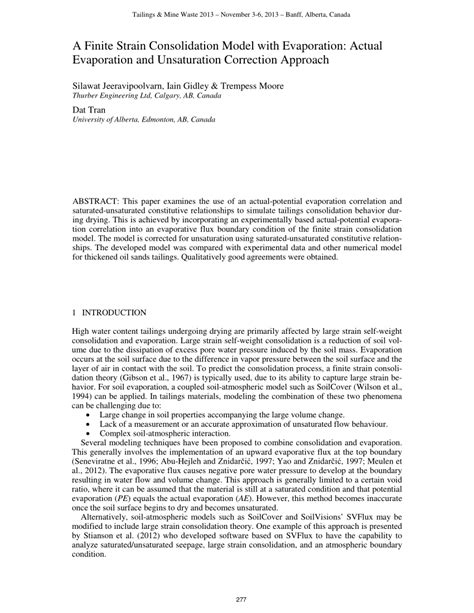 Pdf A Finite Strain Consolidation Model With Evaporation Actual