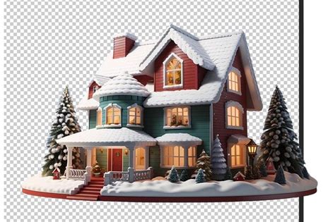imagem de uma casa de natal em 3d psd premium gerado com ia