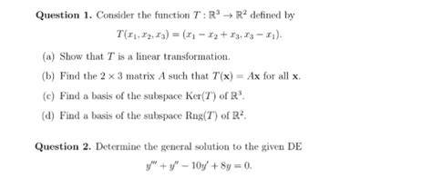 solved consider the function t r 3 rightarrow r 2 defined