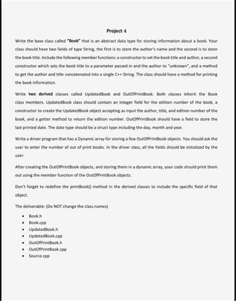 Solved Project 4 Write The Base Class Called Book That Is