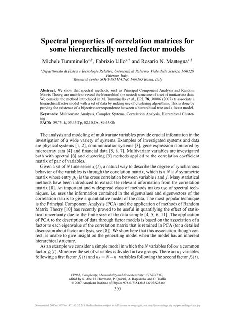 pdf spectral properties of correlation matrices for some