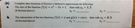 solved complete two iterations of newton s method to