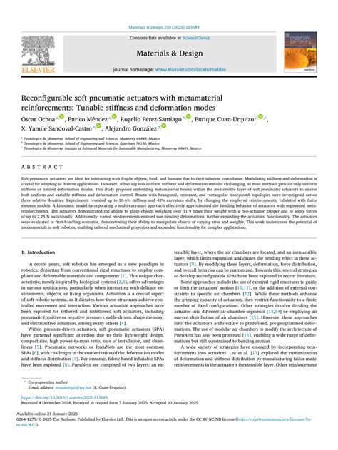 Pdf Reconfigurable Soft Pneumatic Actuators With Metamaterial Reinforcements Tunable