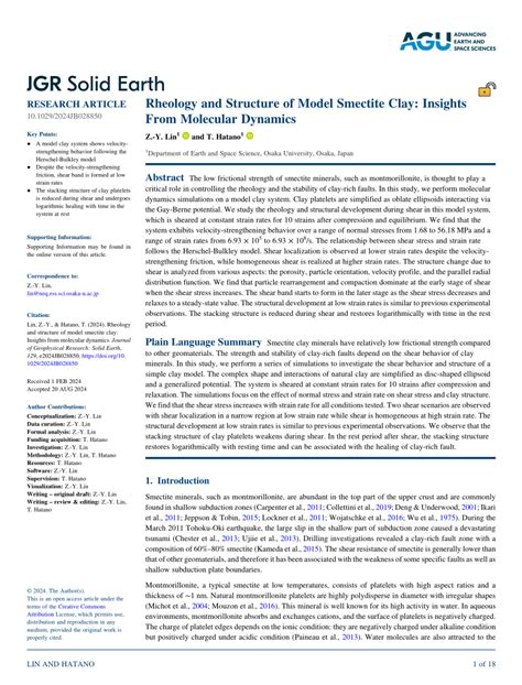 Pdf Rheology And Structure Of Model Smectite Clay Insights From Molecular Dynamics