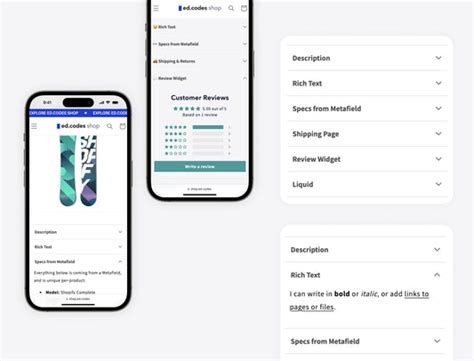 shopify 2 0 sections shop ed codes