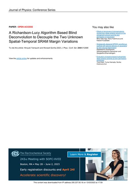 Pdf A Richardson Lucy Algorithm Based Blind Deconvolution To Decouple