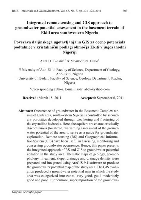 Pdf Integrated Remote Sensing And Gis Approach To Groundwater · Integrated Remote Sensing