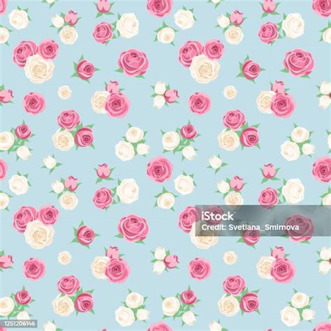 화이트 장미와 핑크 장미 매끄러운 패턴 직물 포장 벽지에 대한 꽃 텍스처 장식 인쇄 귀여운에 대한 스톡 벡터 아트 및 기타