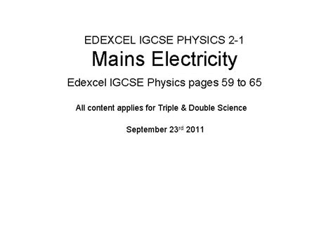 Edexcel Igcse Physics 2 1 Mains Electricity Edexcel