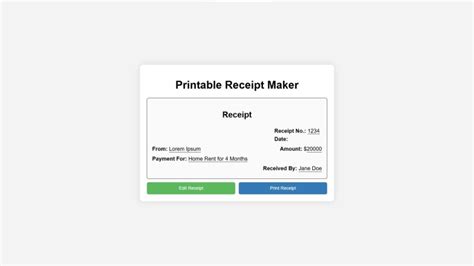 Printable Receipt Maker Using Html Css And Javascript With Source Code