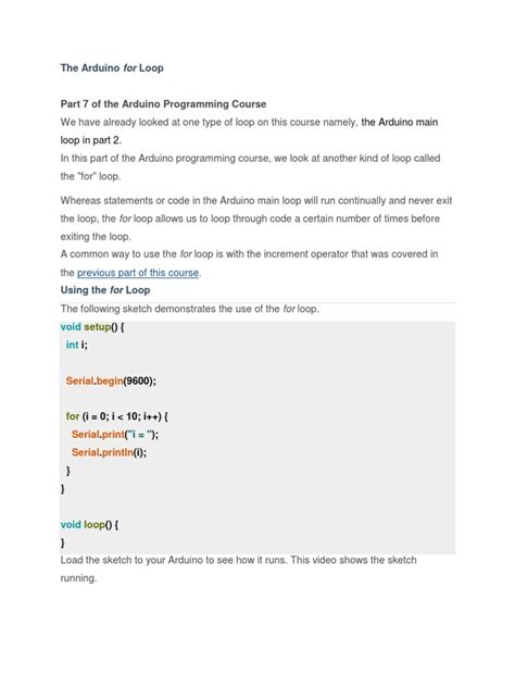 Part 7 Of The Arduino Programming Course Pdf Control Flow