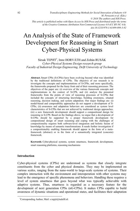 Pdf An Analysis Of The State Of Framework Development For Reasoning In Smart Cyber Physical