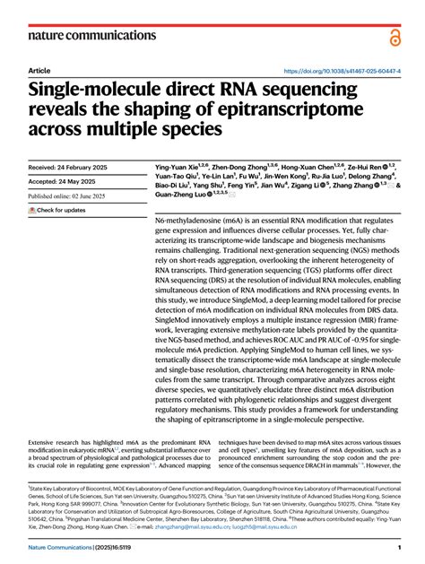 Pdf Single Molecule Direct Rna Sequencing Reveals The Shaping Of Epitranscriptome Across