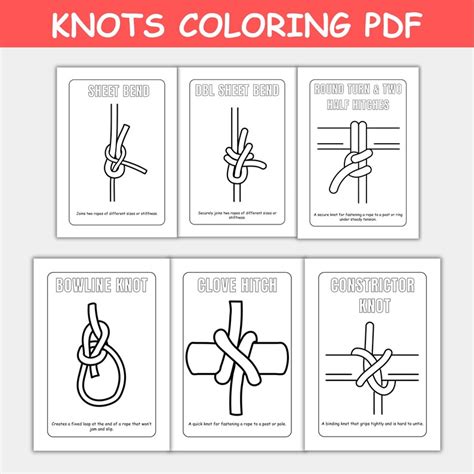 Knot Coloring Pages For Scouts Learn Knot Tying Skills Pdf Etsy