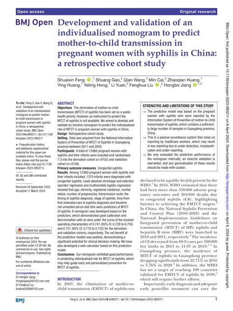 Pdf Development And Validation Of An Individualised Nomogram To