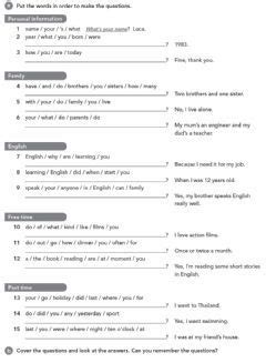 Word order in questions Idioma inglés Curso nivel Pre Intermediate Asignatura English as a