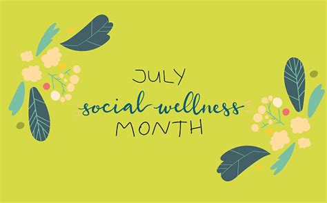 July Social Wellness Month Hand Lettering Concept Illustration Design