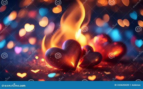 Passion And Enthusiasm Featuring Symbols Like Hearts Flames And