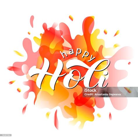 해피 홀리 레터링 카드 또는 포스터용 벡터 일러스트레이션 물감 방울에 대한 스톡 벡터 아트 및 기타 이미지 물감 방울 벡터