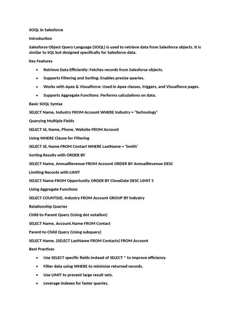 Soql In Salesforce Pdf