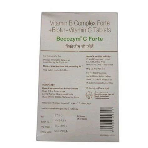 Becozym C Forte Tablets At ₹ 2740box Cuttack Id 2848988495362