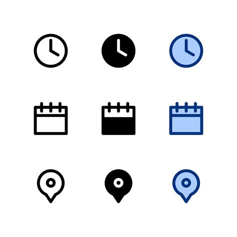 Time Date And Location Icon Set Time Icon Date Icon And Location Icon Icon Set 51165490