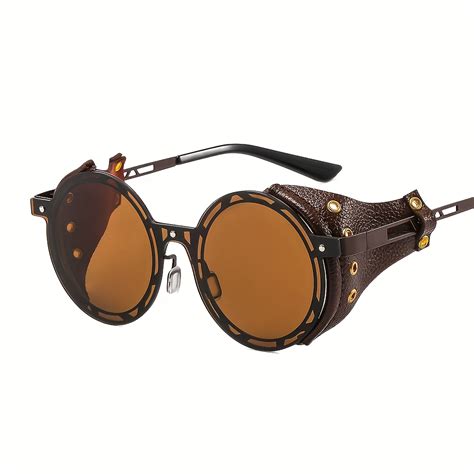 Metal Steampunk Vintage Fashion Glasses Round Frame Stylish Mirrored