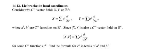 Calculus Lie Bracket In Local Coordinates Find The Formula C {k} In Terms Of A {i} And B