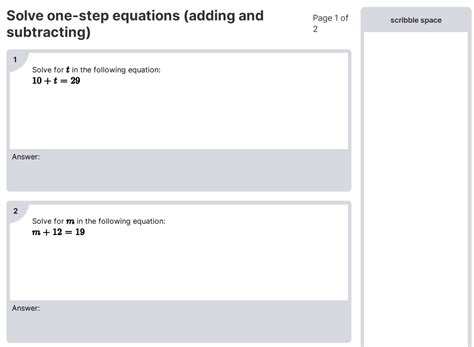 Solve One Step Equations Adding And Subtracting Worksheet Pdf 6rp