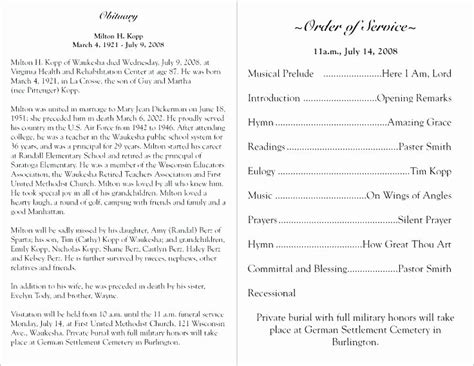 Lds Funeral Program Template Word