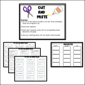 Solving Inequalities Cut And Paste Matching Activity By Hazel S Math Land