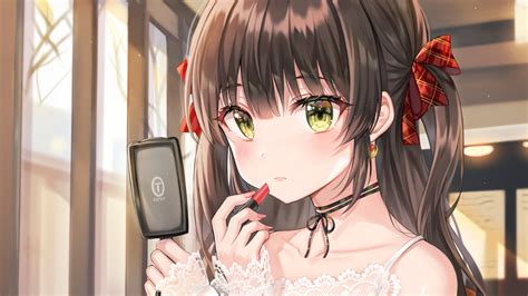 Original Characters Green Eyes Brunette Anime Girls Anime Simple The
