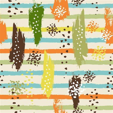 Premium Vector Abstract Seamless Pattern With Brush Strokes Spots And Blobs Stripes Vector