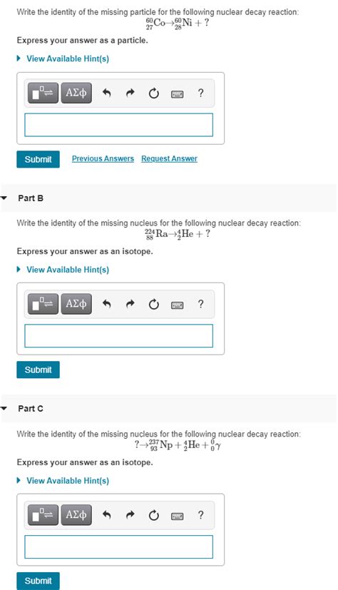 solved write the identity of the missing particle for the