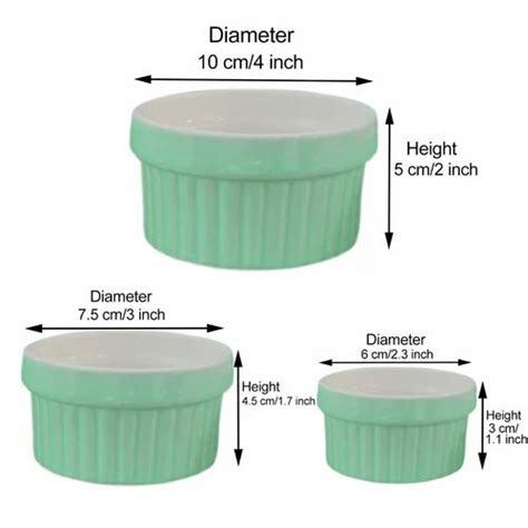 Round Ceramic Ramekin Bowls Set Contains Set Of 1 Size Three Size