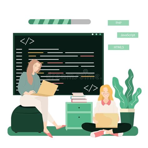 Programmer At Work Concept Banner Can Use For Web Banner Infographics Stock Vector