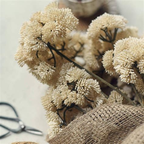 Cream Sedum Stem Design Vintage Artificial Flowers Botanicals