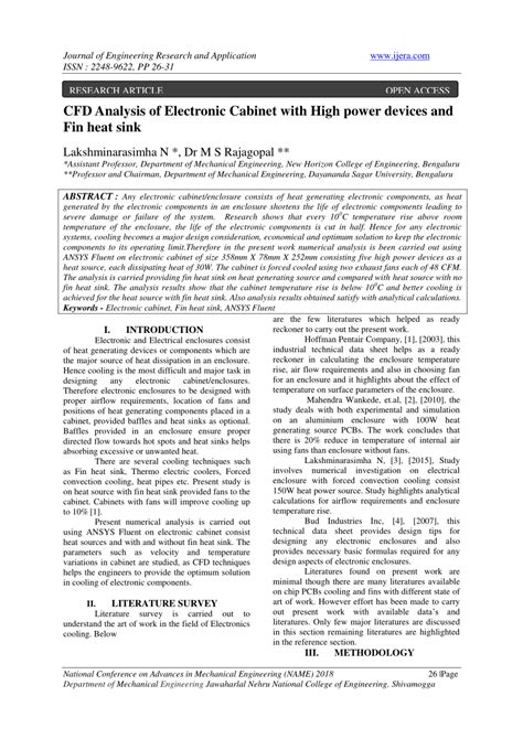 PDF CFD Analysis Of Electronic Cabinet With High Power Devices And Fin Heat Sink