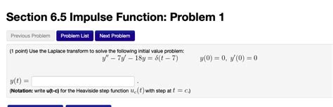 solved section 6 5 impulse function problem 1 previous