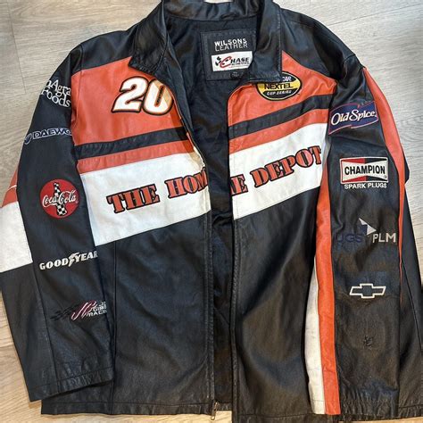 Vintage Tony Stewart Nascar Leather Jacket In Black Depop