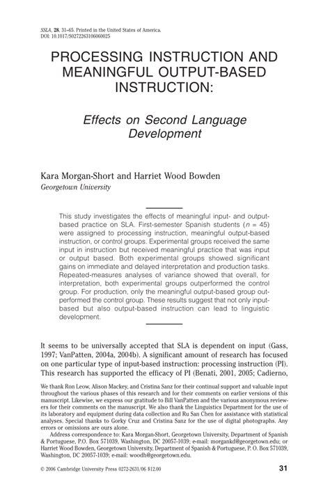 Pdf Processing Instruction And Meaningful Output Based Instruction Effects On Second Language