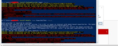 powershell nugget and powershell gallery are not getting installed no