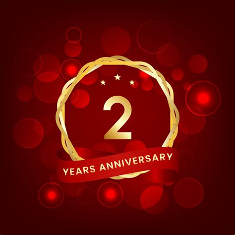 2 Years Anniversary Anniversary Template Design With Gold Number And