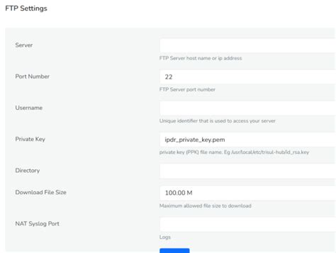 Ftp Settings Trisul Network Analytics Docs
