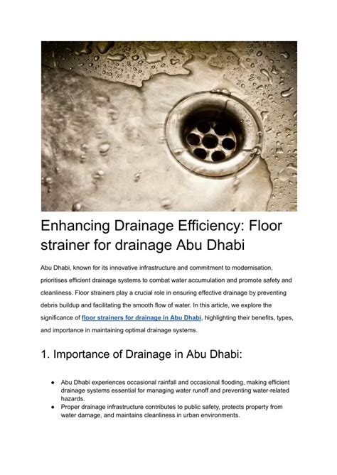 Ppt Enhancing Drainage Efficiency Floor Strainer For Drainage Abu