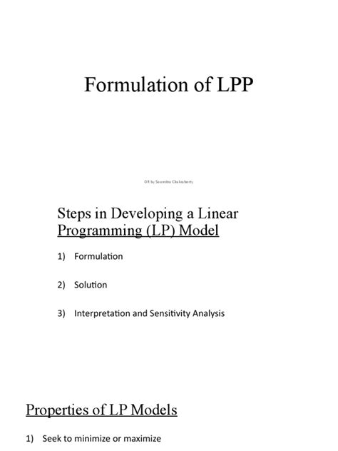 Formulation Of Lpp Or By Soumitra Chakraborty Pdf Linear Programming Systems Analysis